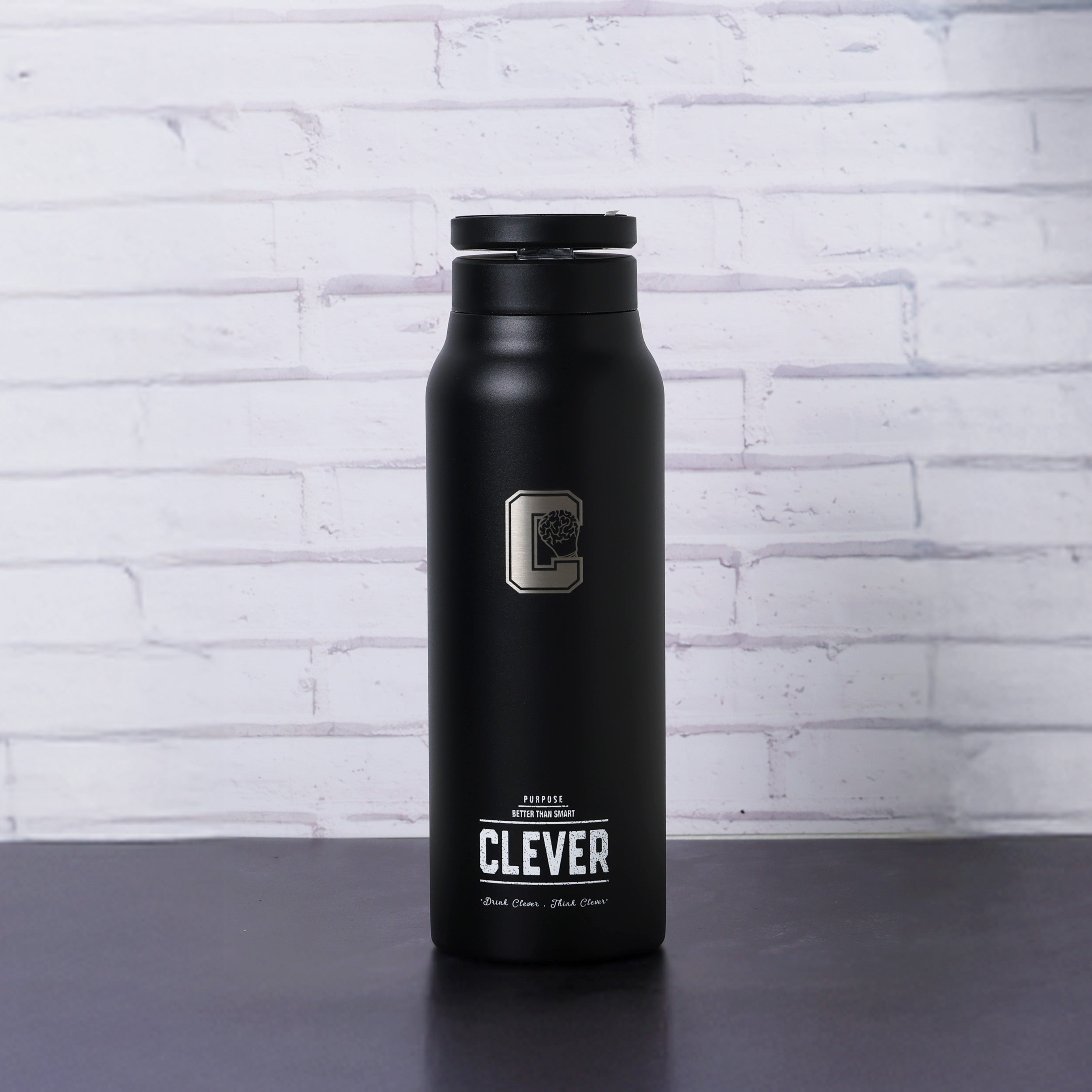 CLEVER NYC 24 OZ "drink & think" stainless steel dual insulation bottl ...